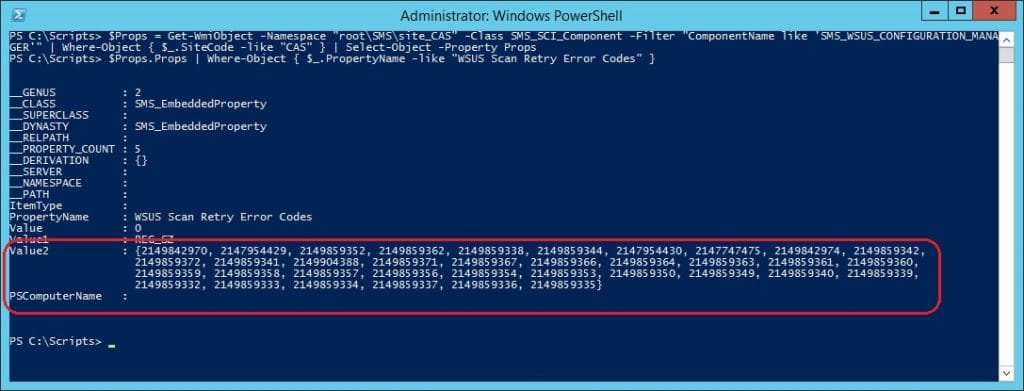 How to amend WSUS Scan Retry Error Codes list in ConfigMgr 2012 with PowerShell - MSEndpointMgr