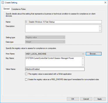 Manage Windows 10 Fast Startup with SCCM Compliance Baseline ...