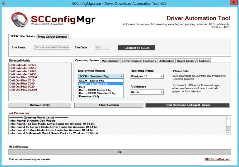 SCCM & MDT Driver Package Automation for Dell, Lenovo and HP hardware.