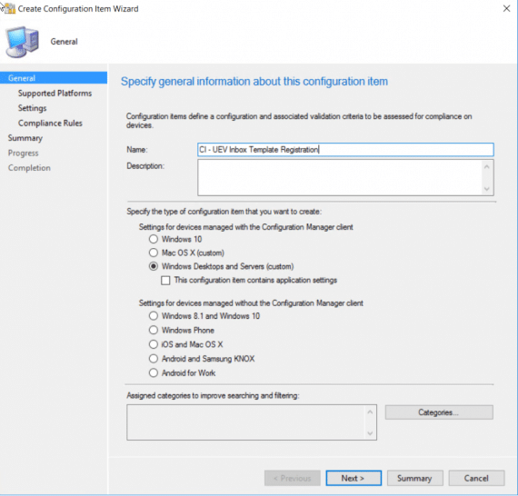 UE-V Inbox Template Registration - Configuration Baseline - MSEndpointMgr