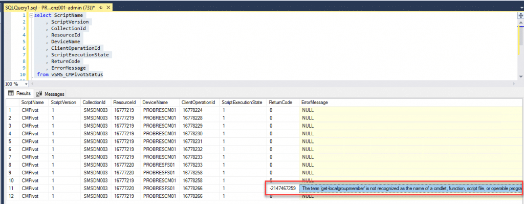 CMPivot in ConfigMgr 1806 - Part 3 - CMPivot and SQL Reports ...