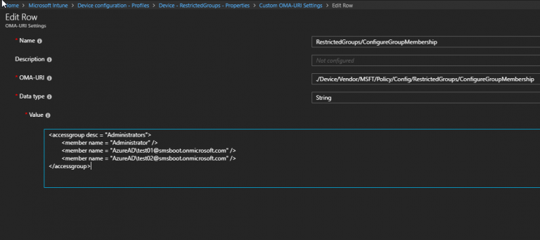Configure Restricted Groups Policy CSP with Microsoft Intune ...