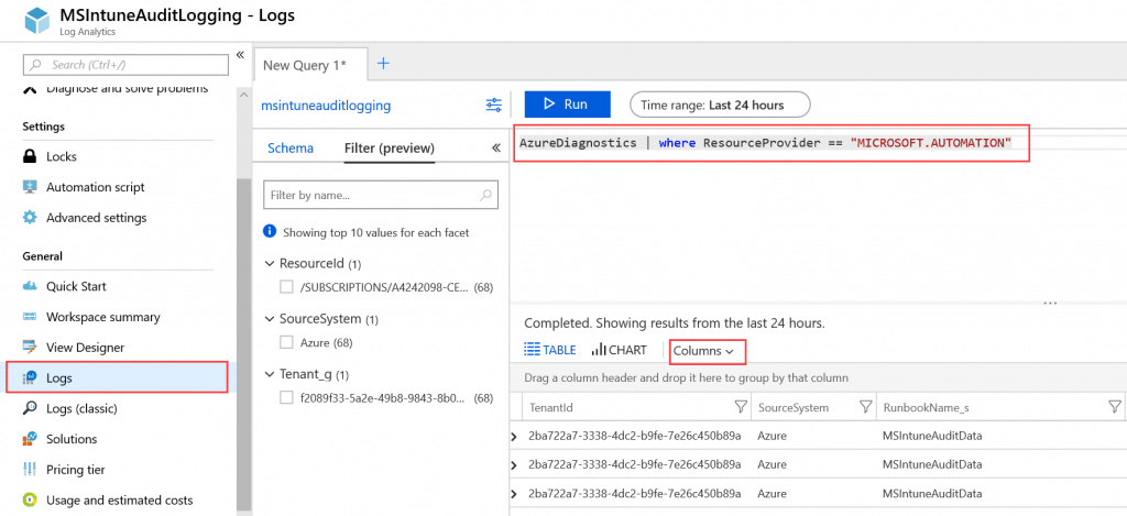Export Microsoft Intune Audit Data To Log Analytics Using Graph Api And Azure Automation