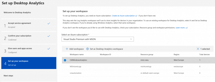 Setup and connect ConfigMgr with Desktop Analytics - MSEndpointMgr