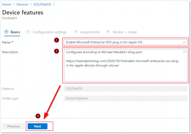 Enable Microsoft Enterprise SSO plug-in for Apple Devices through Intune