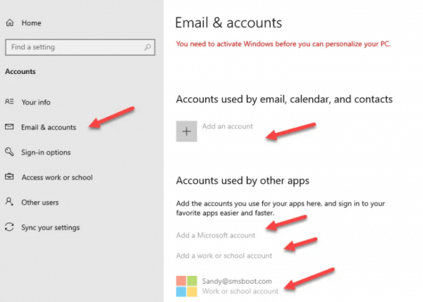 Account settings of Windows 10 - MSEndpointMgr